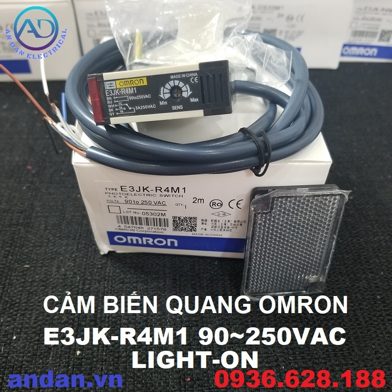 Cảm Biến Quang E3JK Omron E3JK-R4M1 Light-On, E3JK-R4M2 Dark-On, E3JK-DS30M1, 90-220VAC or 12 ...