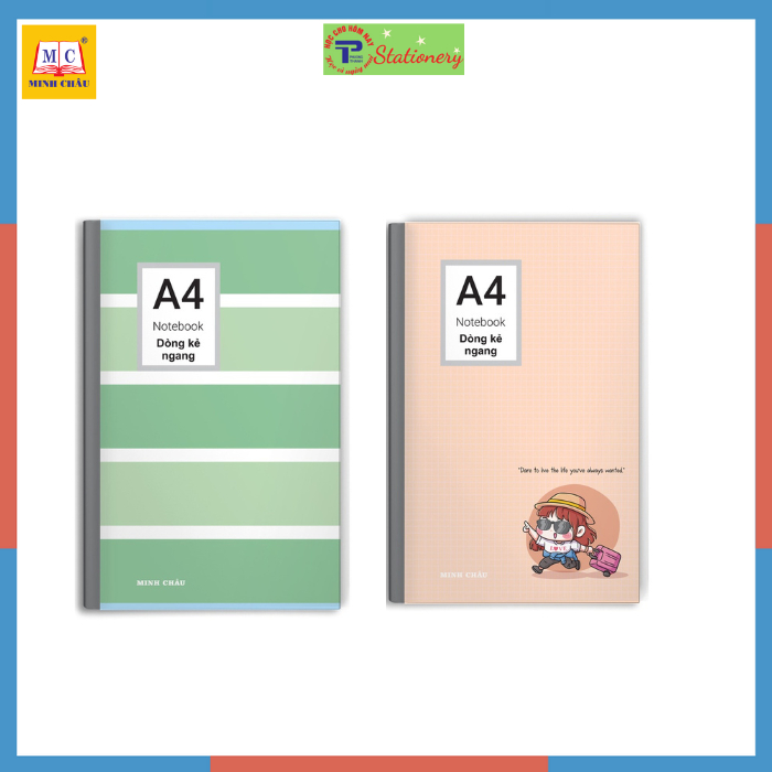 Vở A4 Minh Châu Notebook kẻ ngang đóng ghim định lượng 60 gsm 200 trang ...
