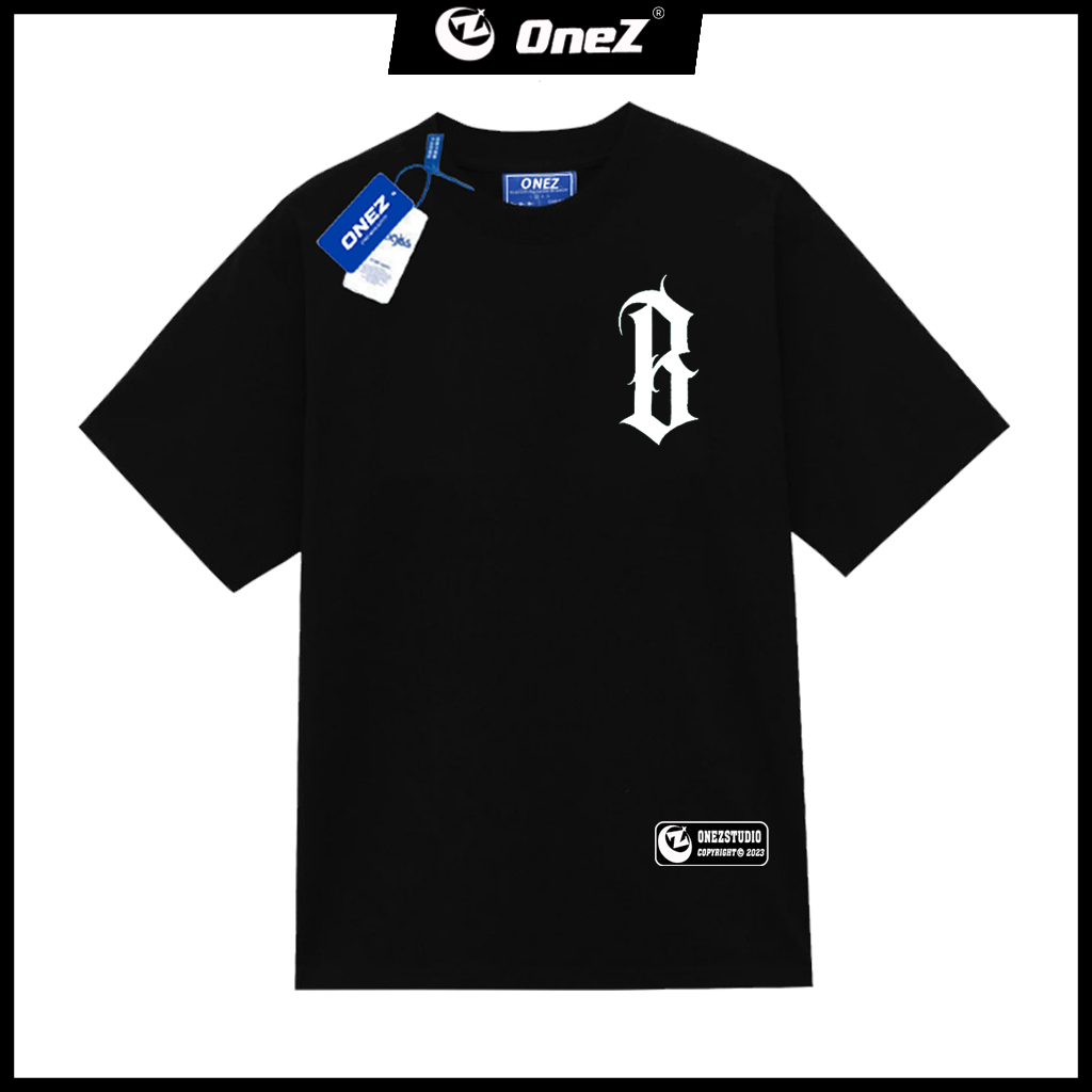 Áo thun basic tay lỡ form rộng unisex OneZ logo B màu nâu | Shopee Việt Nam