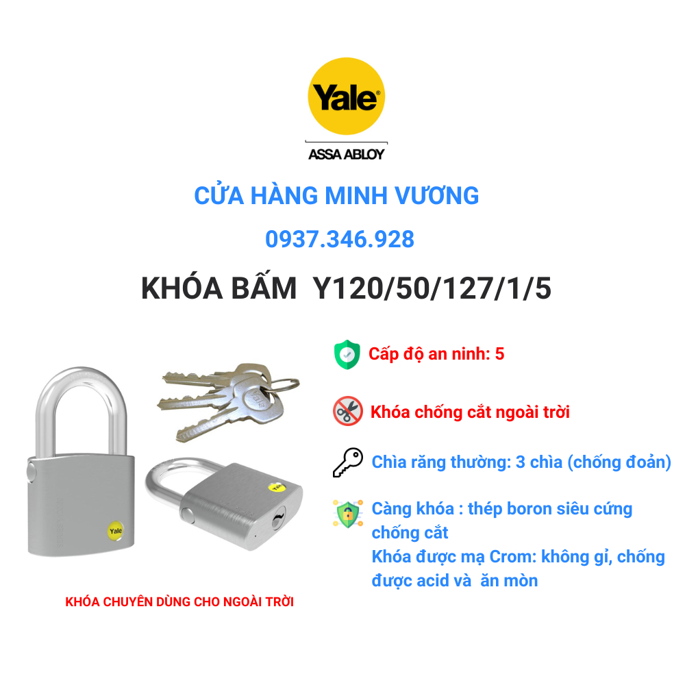 Khóa bấm YALE Y120 chìa thường chuyên ngoài trời | Shopee Việt Nam