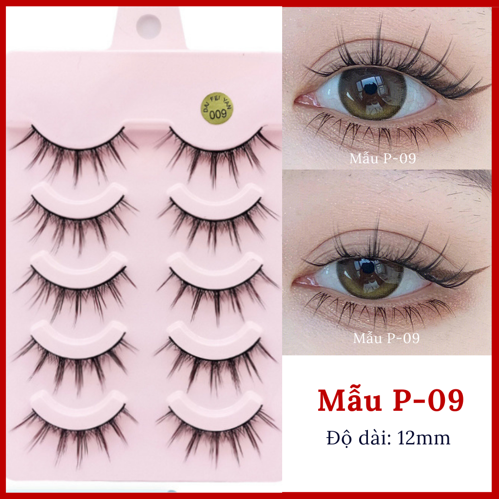 Lông Mi Giả Gân Đen Gân Trong Tự Nhiên Hộp Hồng 5 Cặp GREEN Thủy Mi ...