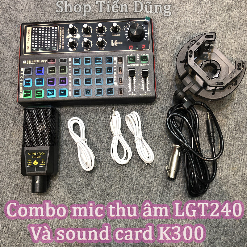 Bộ micro livestream LGT 240 và sound card K300 có đầy đủ Auto-tune ...