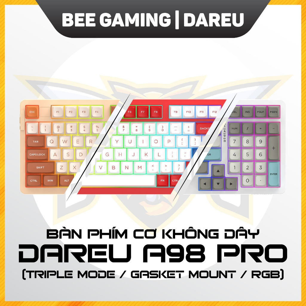 Bàn phím cơ không dây Dareu - A98 (2.4Ghz / Bluetooth 5.1 / MDA Profile / chất liệu PBT Double ...