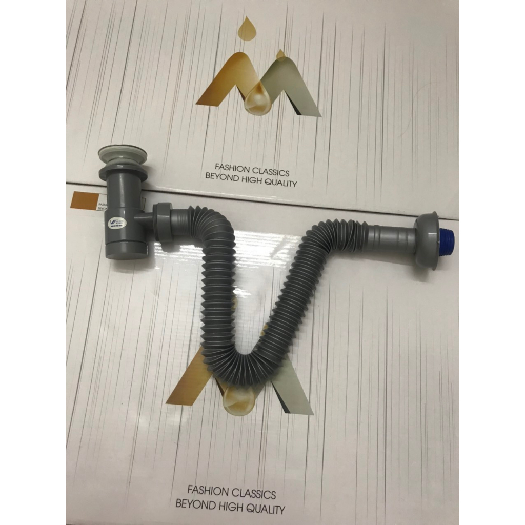 Bộ xiphong xả thoát nước chậu lavabo, đầu inox lật, dây mềm định hình ...