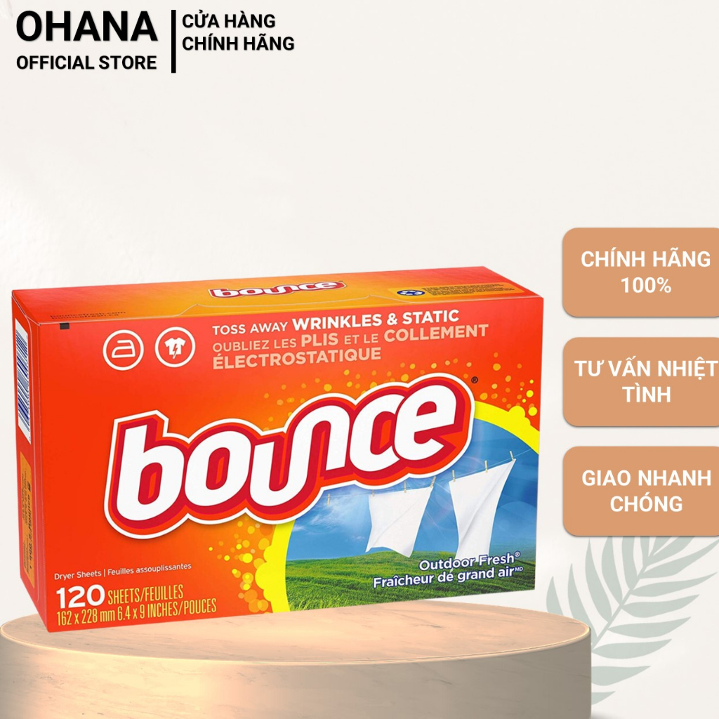 Giấy sấy thơm, chống nhăn quần áo Bounce hương Outdoor Fresh - Mỹ (10 ...