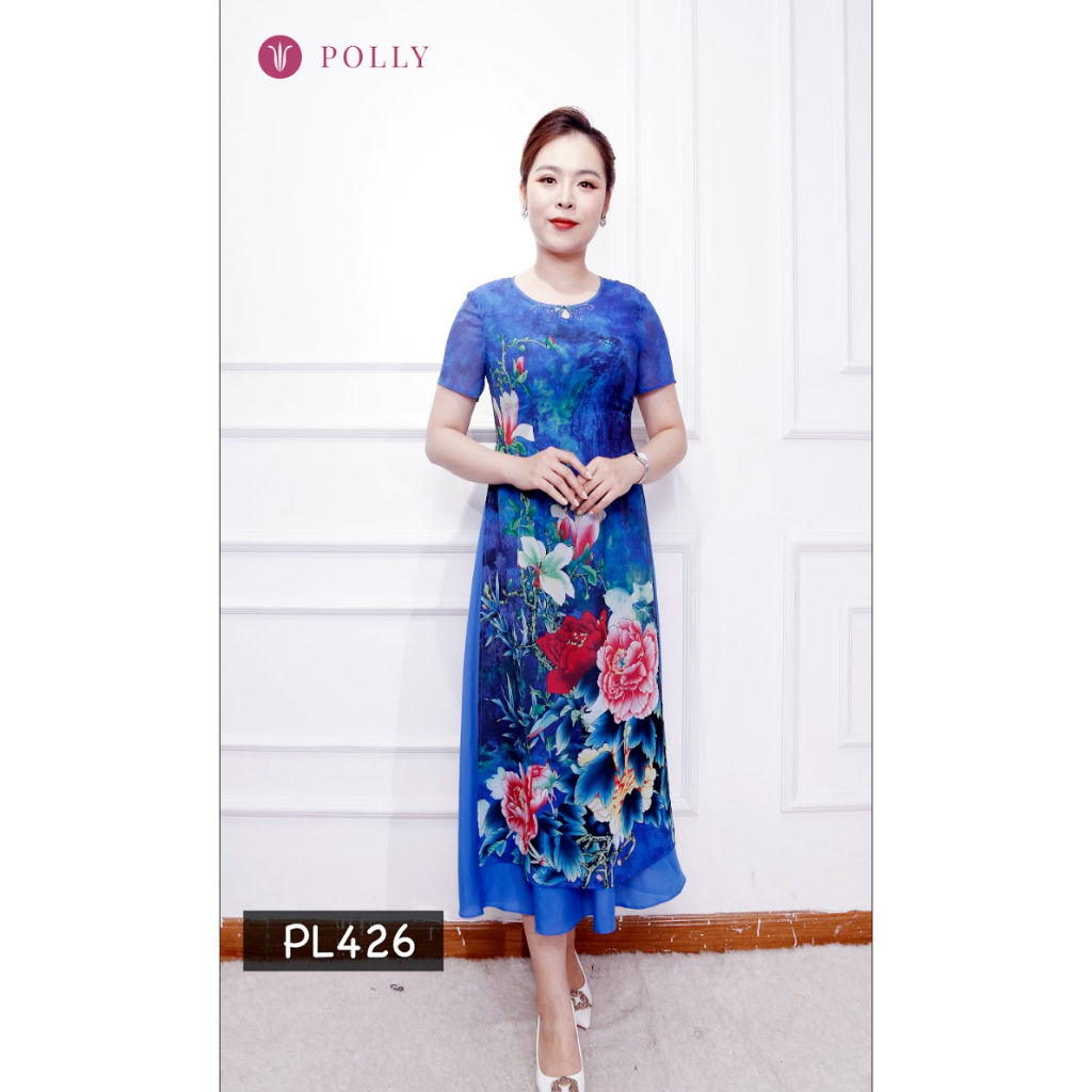 Đầm trung niên thiết kế POLLY PL426 Áo dài cách tân cho mẹ | Shopee ...