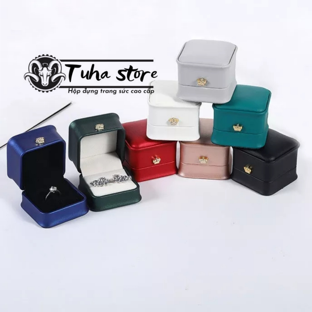 HA031 hộp đựng nhẫn bọc da PU vương miện - hộp đựng trang sức | Shopee ...