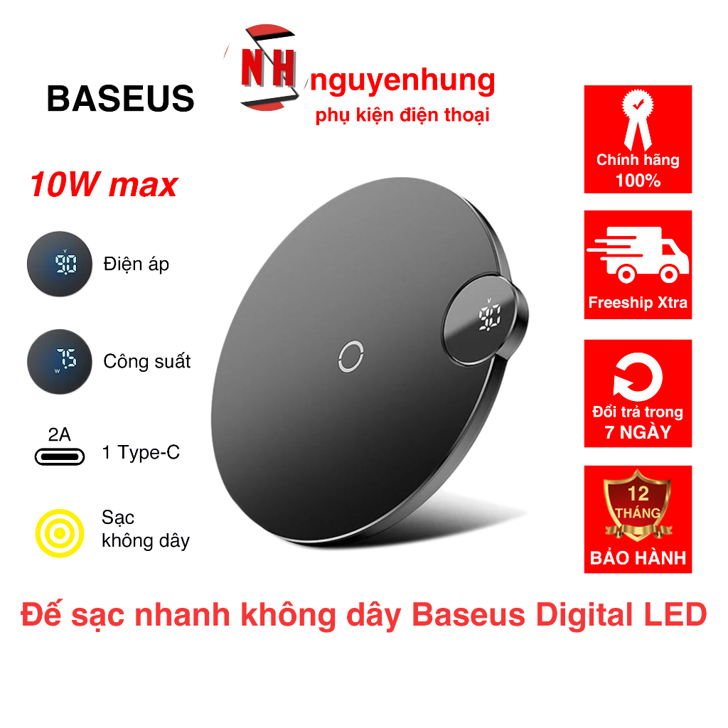 Đế sạc nhanh không dây Baseus Digital LED Wireless | Shopee Việt Nam