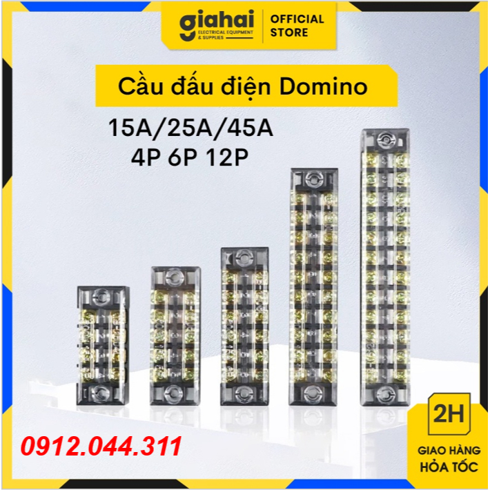 Cầu đấu điện Domino đủ size 15A/25A/45A 4P 6P 12P TBD33 | Shopee Việt Nam