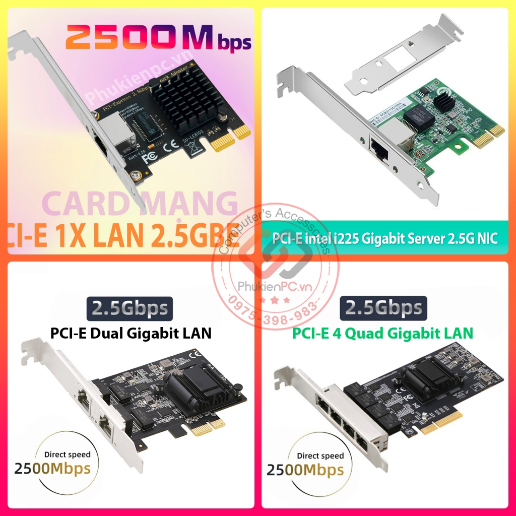 [HÀNG MỚI] Tổng hợp Card mạng PCIE to LAN 2.5GBE 1Port, 2Port, 4Port ...