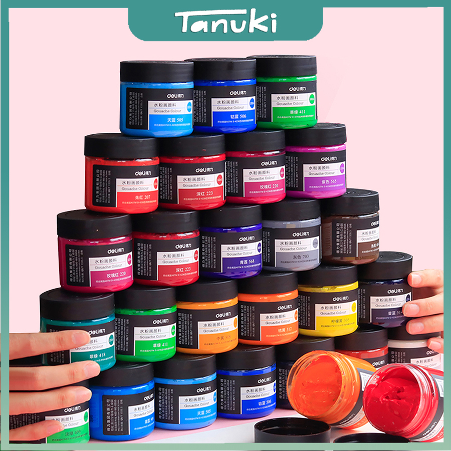 Màu Gouache pha sẵn dạng hũ Deli lọ 100ml | Shopee Việt Nam