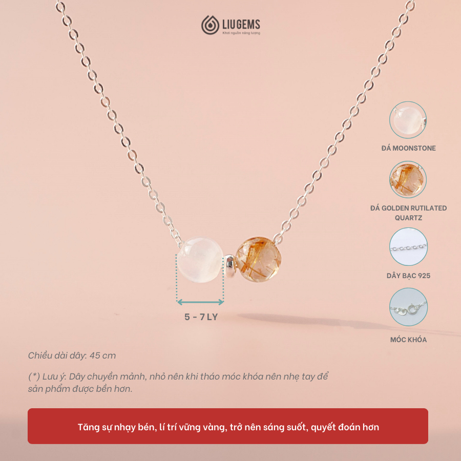 Dây Chuyền Bạc Nữ 2 Hạt Đá Liugems Phong Thuỷ Trẻ Trung, Năng Động DC02 ...