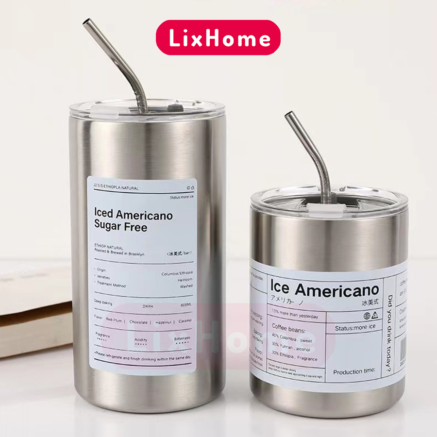 Bình giữ nhiệt Iced Americano 600ml 300ml Lixhome ly giữ nhiệt Americano chất liệu Inox 304 an ...