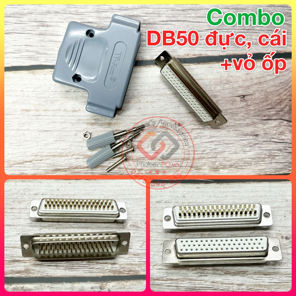 Combo đầu hàn COM DB50 Đực Cái vỏ ốp Nhựa Hàn cáp COM DB50 sang DB50 DB44 DB37 DB25 DB15 DB9 cho ...