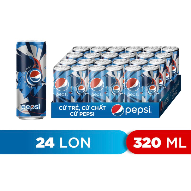 Thùng 24 lon nước uống có gaz Pepsi vị chanh không calo 320ml/lon | Shopee Việt Nam