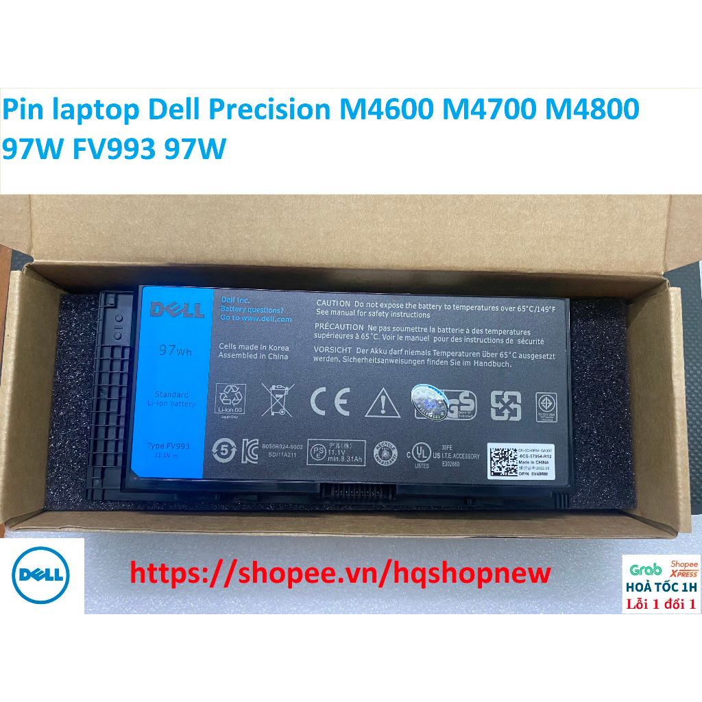 ⚡️[Pin zin] Pin laptop Dell Precision M4600 M4700 M4800 97W FV993 97W ...