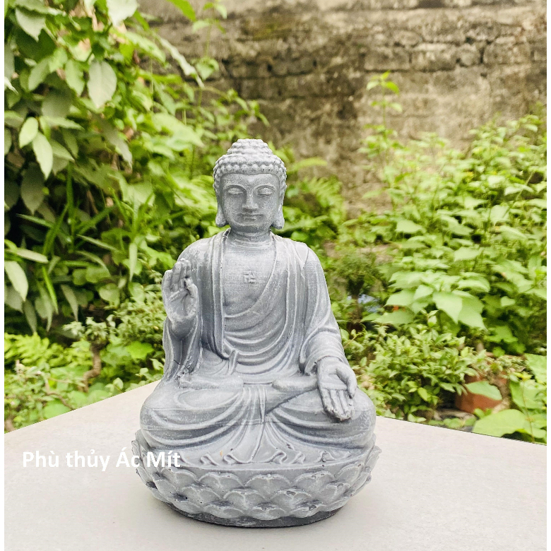Tượng phật tổ ngồi tòa sen sơn giả đá độc đáo, sắc nét | Shopee Việt Nam
