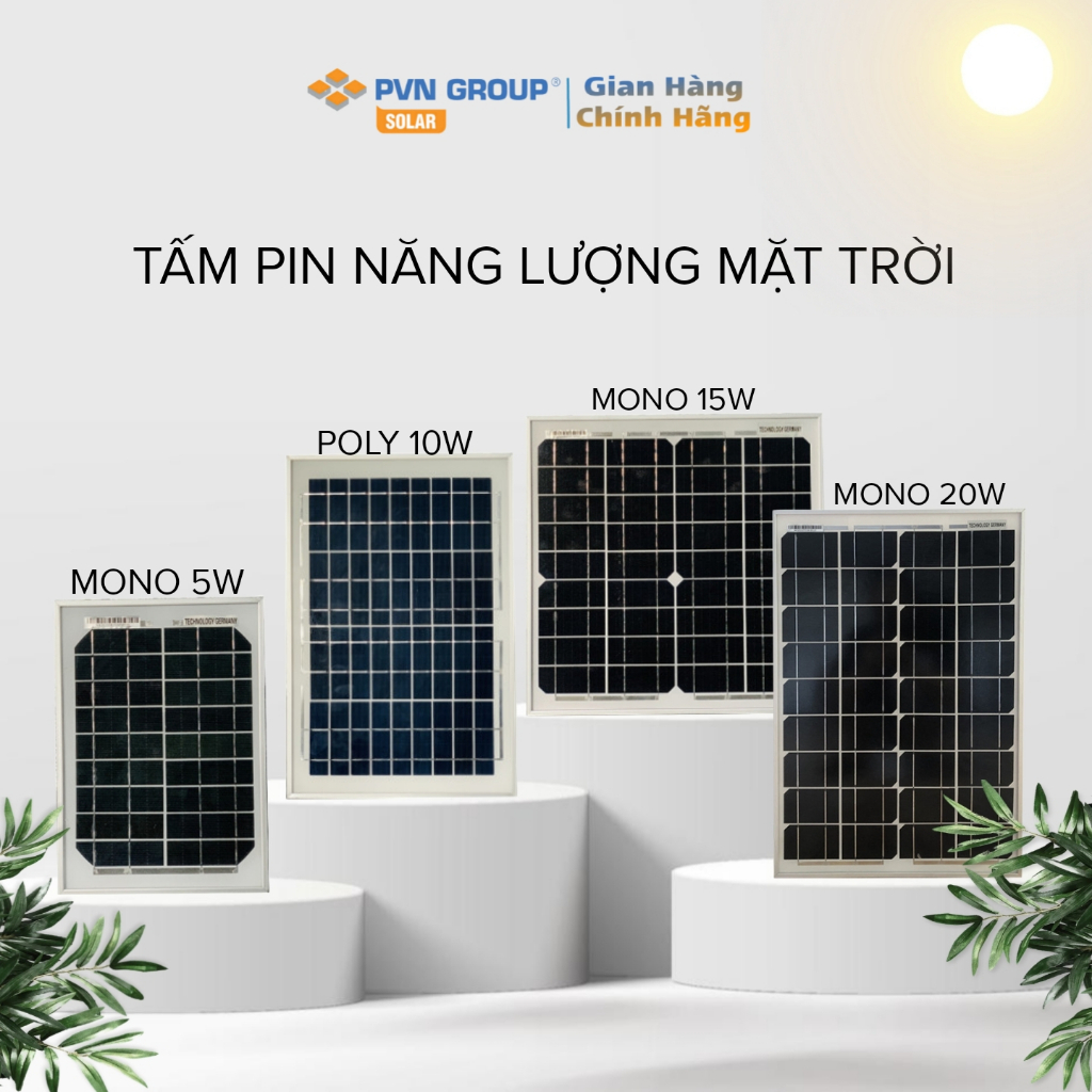 Tấm Pin Năng Lượng Mặt Trời Mono 5W, Poly 10W, Mono 15w, Mono 20W ...