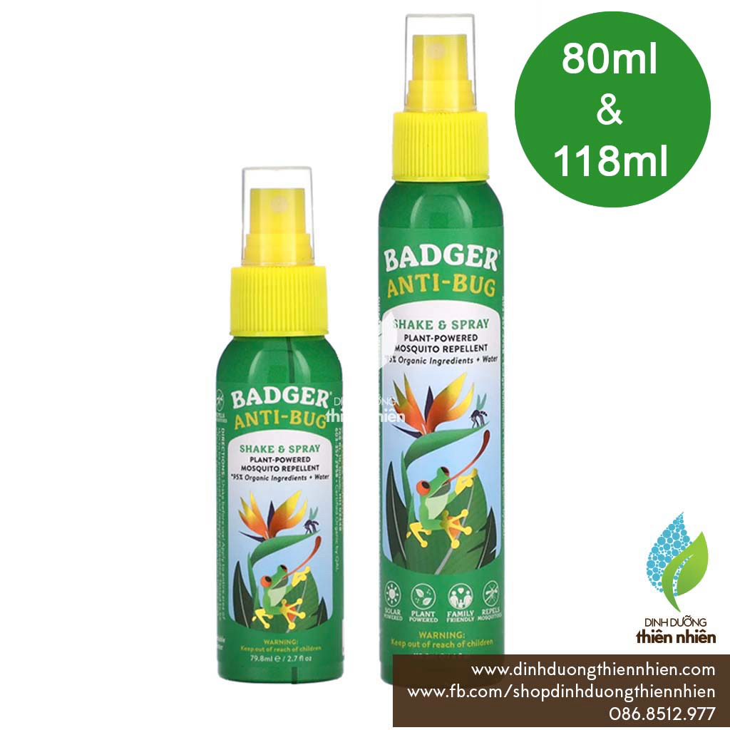 Chai Xịt Hữu Cơ Chống Muỗi & Côn Trùng Đốt Badger Anti Bug Shake ...