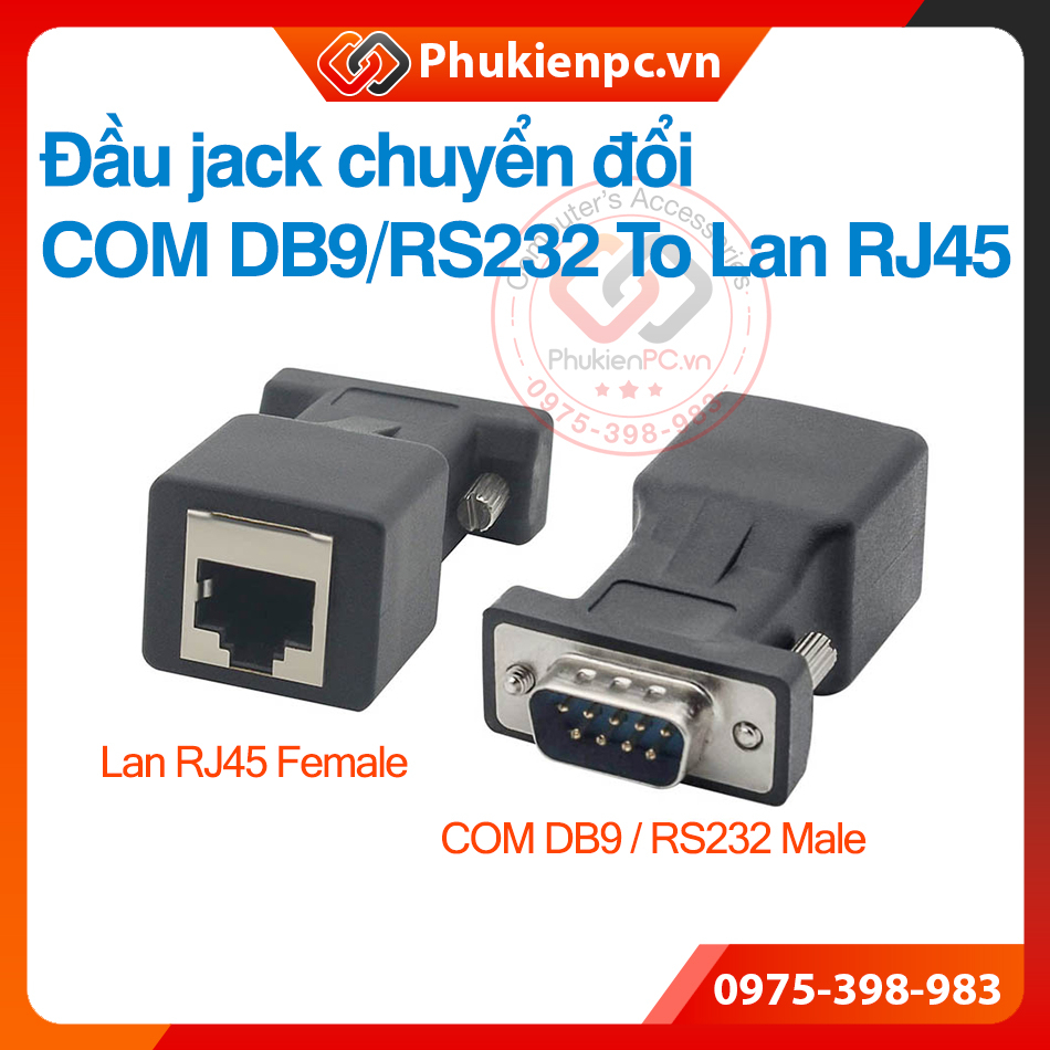 Đầu chuyển đổi DB9 Male sang LAN RJ45 biến dây mạng LAN thành cáp COM ...