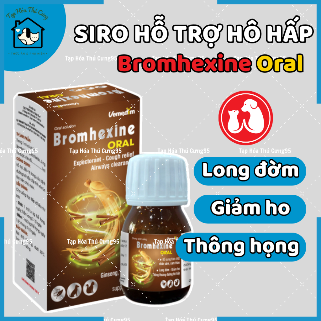 BROMHEXINE ORAL siro uống long đờm giảm ho nhanh cho chó mèo | Shopee ...