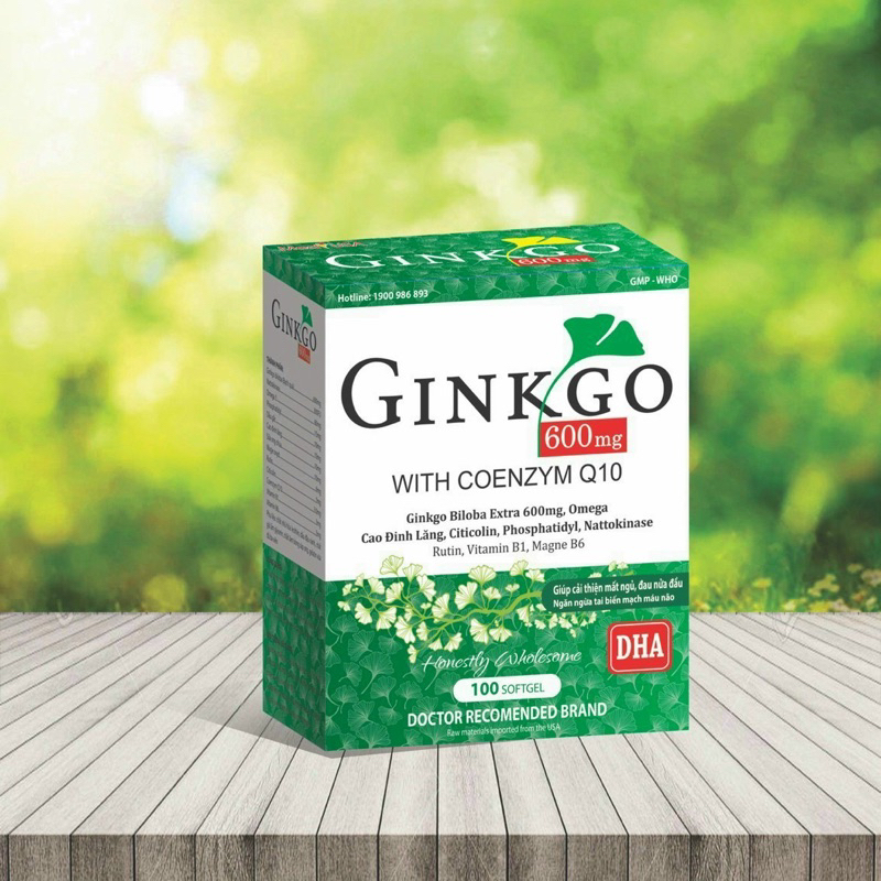 Hoạt huyết dưỡng não GINKGO 600 DHA With Coenzym Q10 Hộp 100 viên-giúp ...