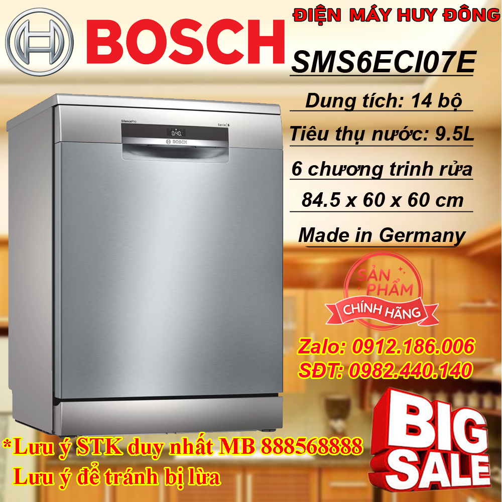 MÁY RỬA BÁT BOSCH SMS6ECI07E Series 6 (14 bộ) | Shopee Việt Nam