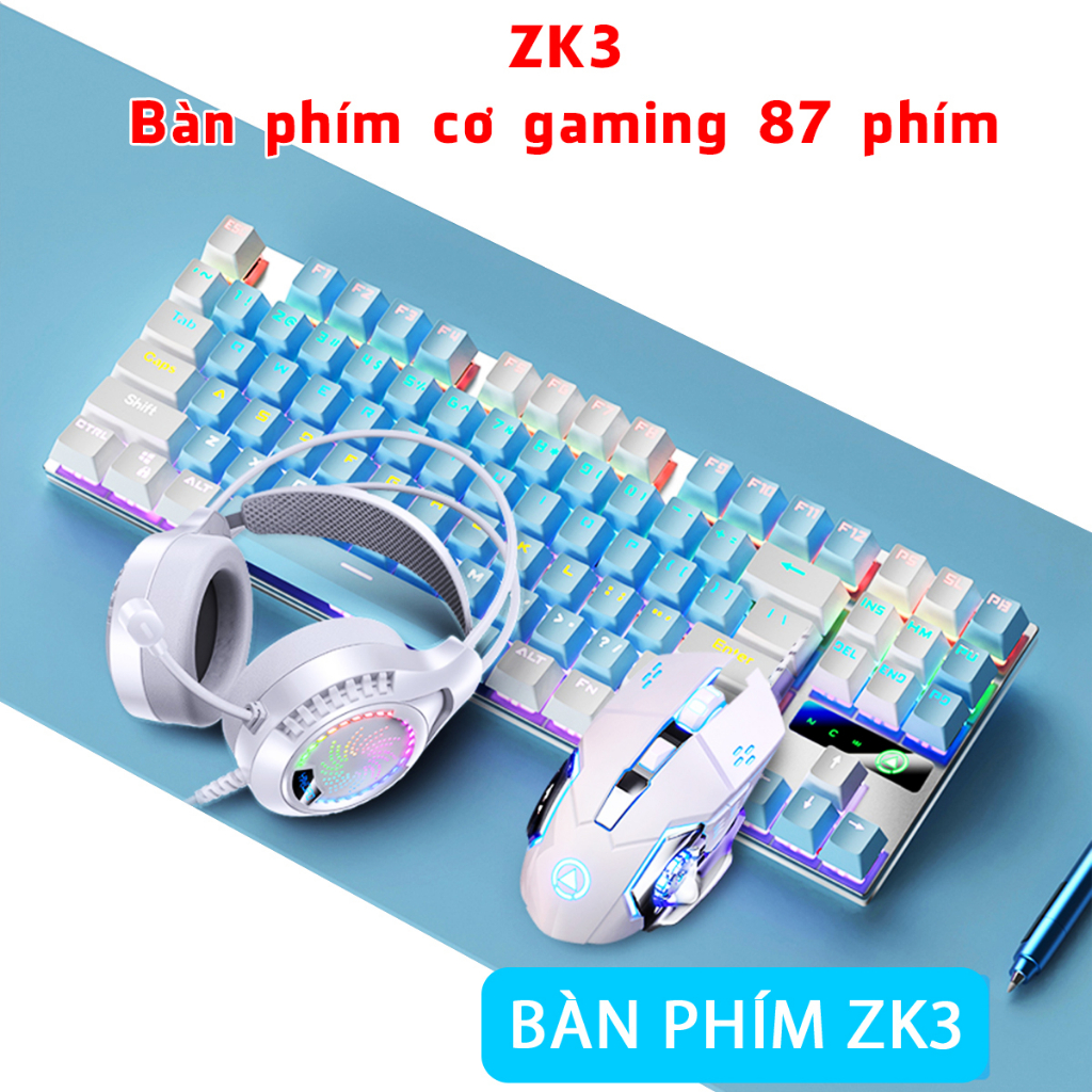 Bàn phím cơ gaming ZK3 Blue Switch đèn led RGB nhiều chế độ cho máy ...