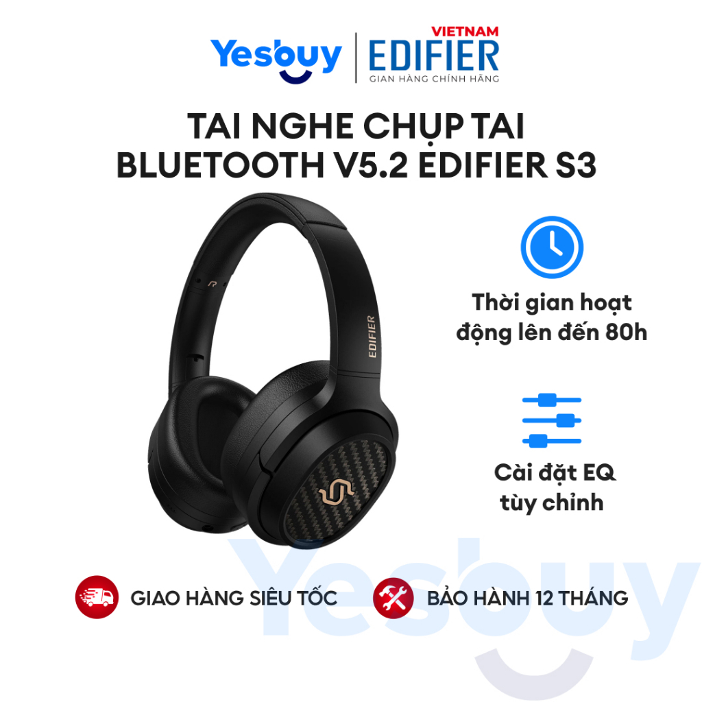 Tai nghe chụp tai Bluetooth V5.2 EDIFIER S3 | Thời gian hoạt động lên ...