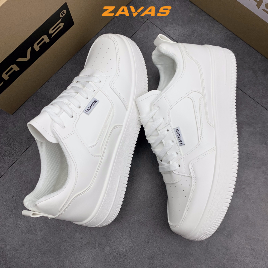 Giày thể thao nam sneaker trắng ZAVAS bằng da thời trang đế cao 4cm ...