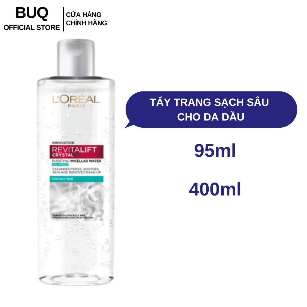 Nước Tẩy Trang L'Oréal Paris XÁM Sạch Sâu Cho Da Dầu Revitalift Crystal Purifying Micellar Water ...