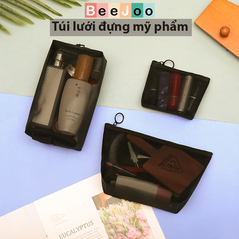Túi Lưới Đựng Mỹ Phẩm, Đồ Du Lịch, Đồ Vật Dụng Nhỏ Có Khóa Kéo Beejoo_Official | Shopee Việt Nam