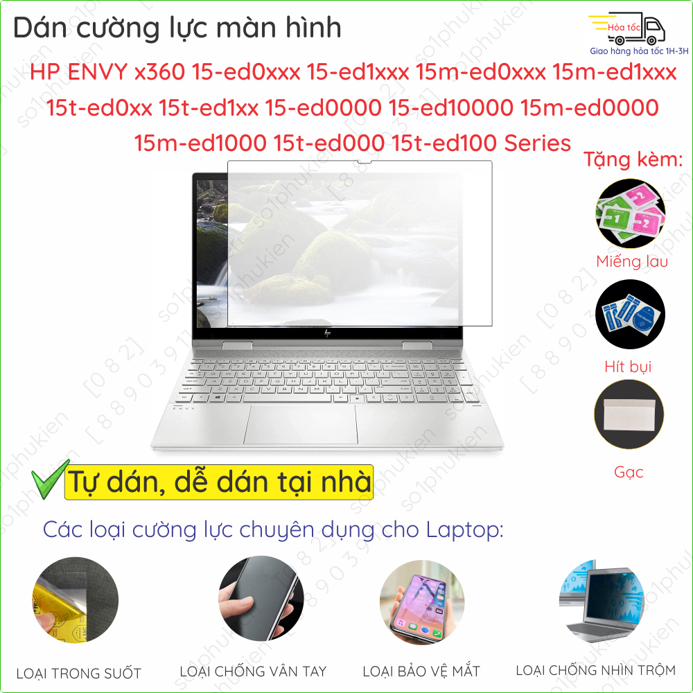 Dán màn hình cường lực laptop HP ENVY x360 15-ed, 15m-ed, 15t-ed, 15 ...
