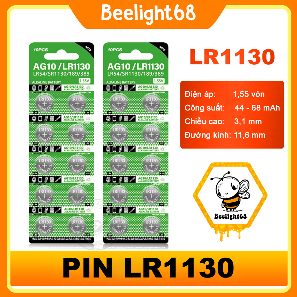 Pin cúc áo AG10 LR1130 AG13 LR44 (vỉ 10 viên) Rẻ vô địch | Shopee Việt Nam
