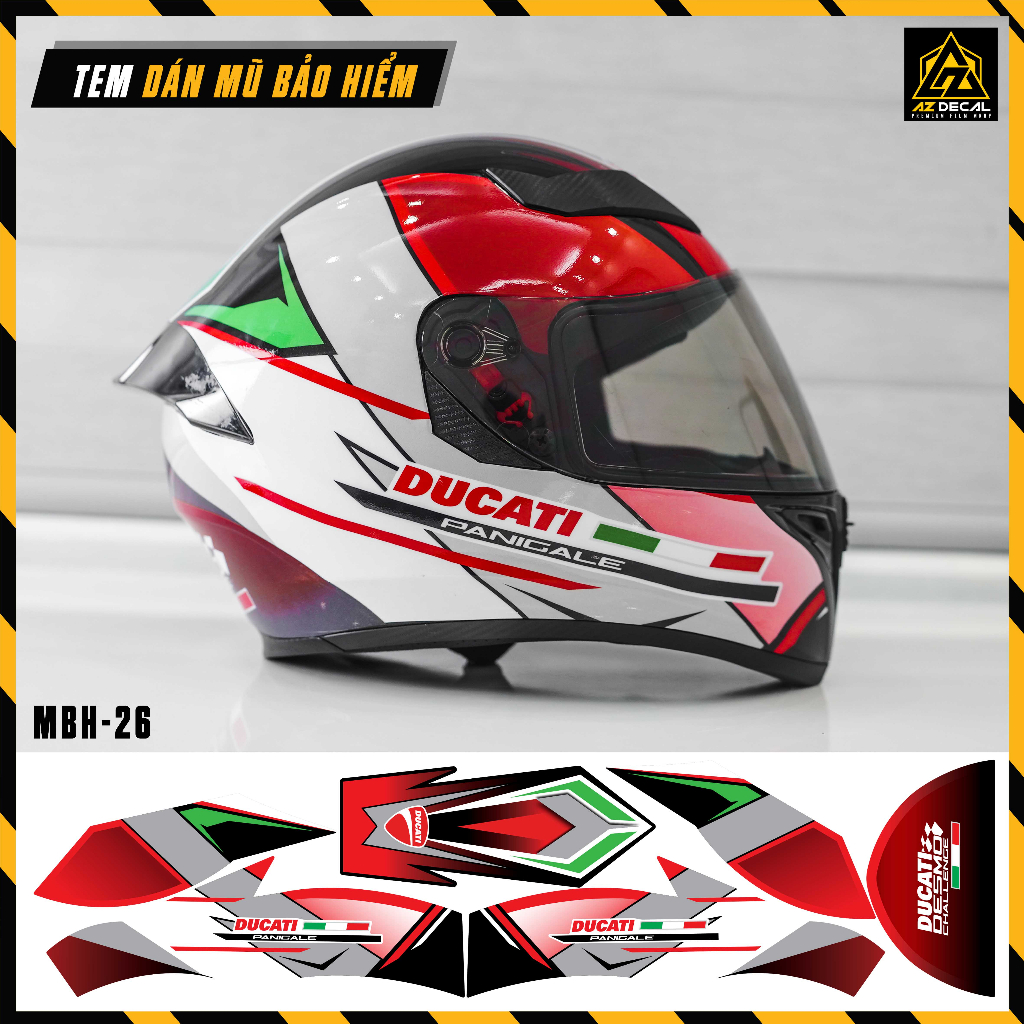 Tem Kit Sticker Dán Mũ Bảo Hiểm Full Face Mẫu Ducati | MBH-26 | Decal ...