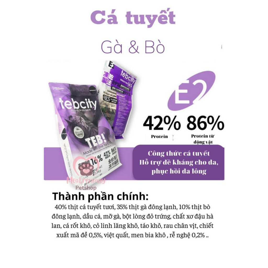 [Tặng pate] Thức ăn hạt khô TEB City grainfree cho mèo mọi lứa tuổi ...