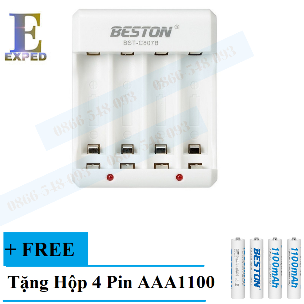 [Có bảo hành] Bộ sạc pin tiểu BST-C807B đa năng AA, AAA tặng hộp 4 viên ...
