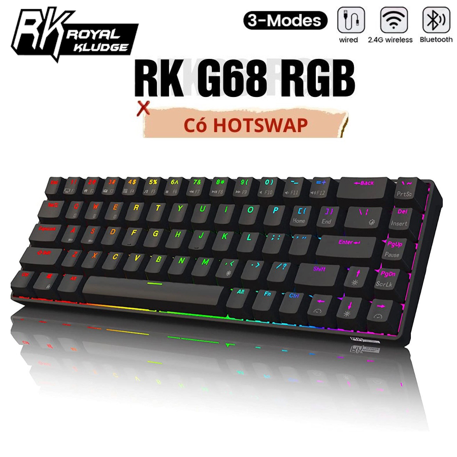 [ BẢN QUỐC TẾ ] RK G68 RGB Hotswap - Bàn phím cơ không dây RK G68 Bluetooth 5.0 và Wireless 2.4G ...