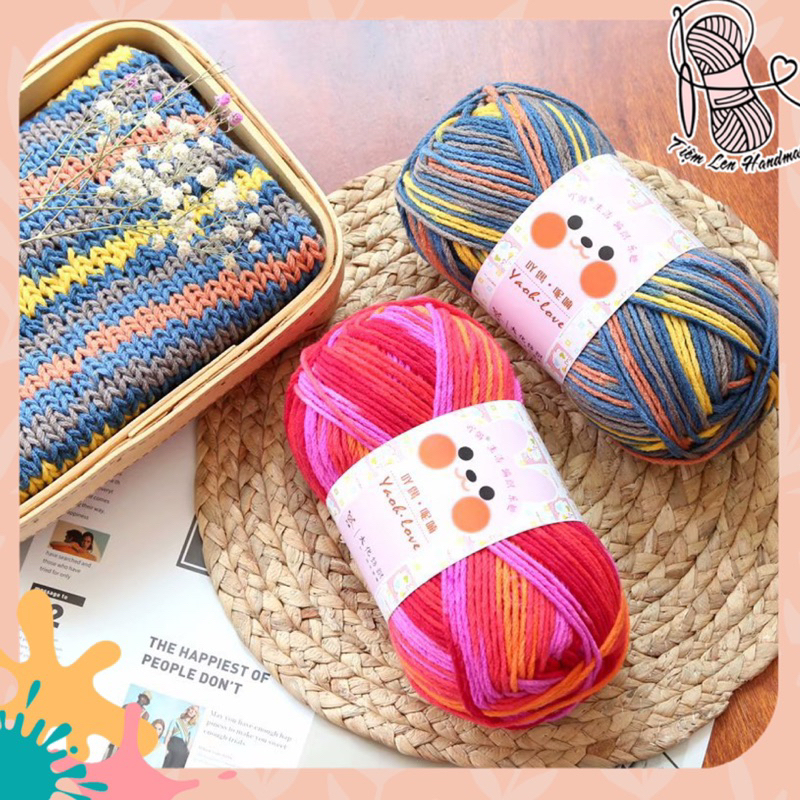 Len yaoh wool màu loang cuộn 100 gram | Shopee Việt Nam