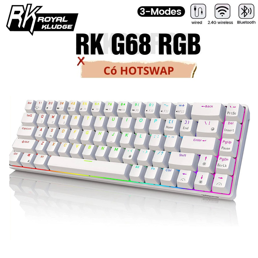 [ BẢN NỘI ĐỊA ] RK G68 RGB HOTSWAP - Bàn phím cơ không dây RK G68 ...