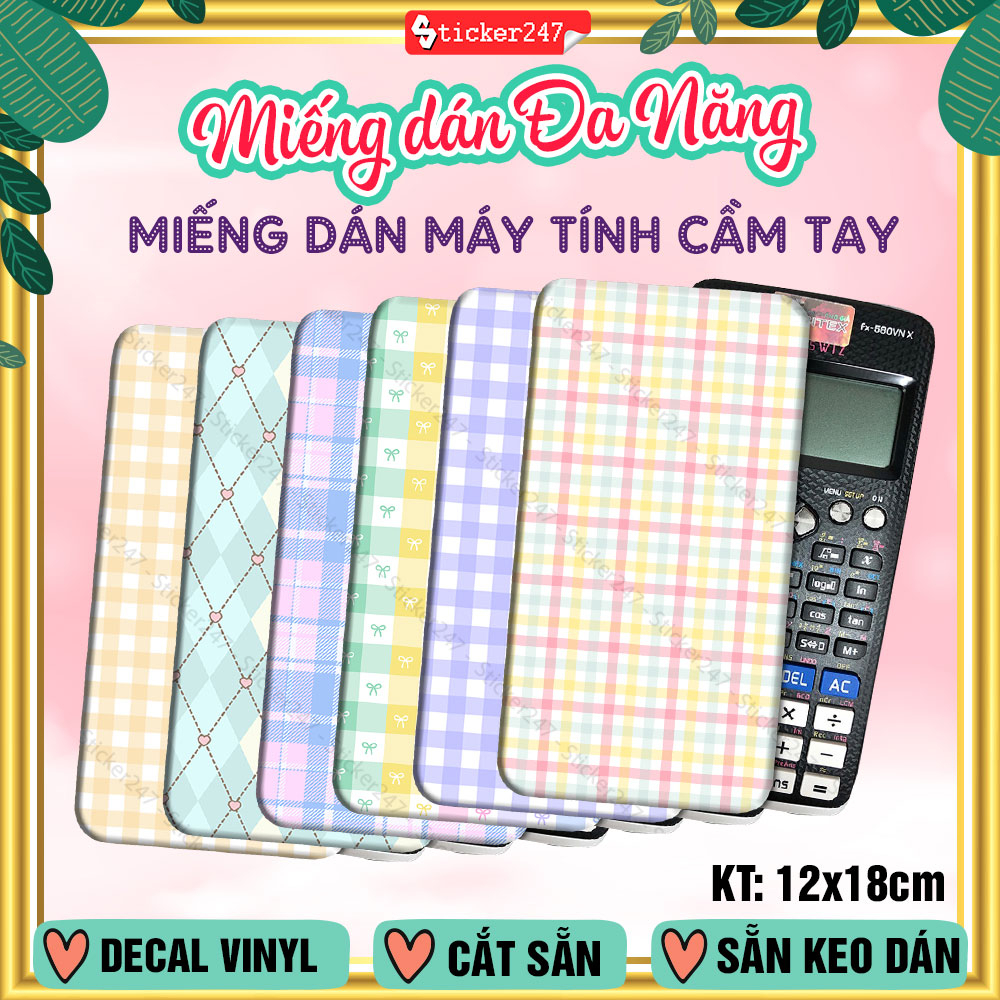 Miếng Decal Đa Năng Màu Caro Pastel 🌈𝑭𝒓𝒆𝒆𝒔𝒉𝒊𝒑 Skin Dán Máy Tính Casio ...