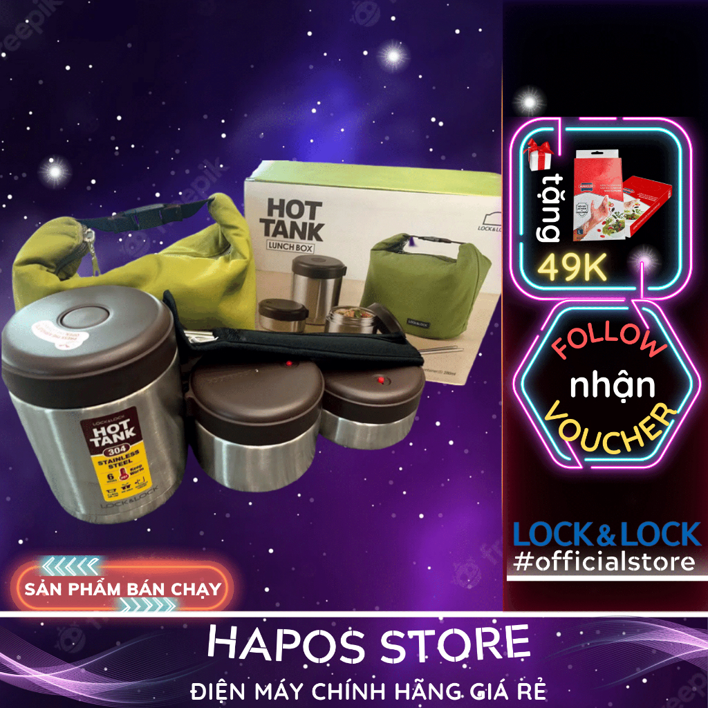 Bộ 3 hộp cơm giữ nhiệt LocknLock Mushroom LHC8025SLV - Bạc - HAPOS | Shopee Việt Nam