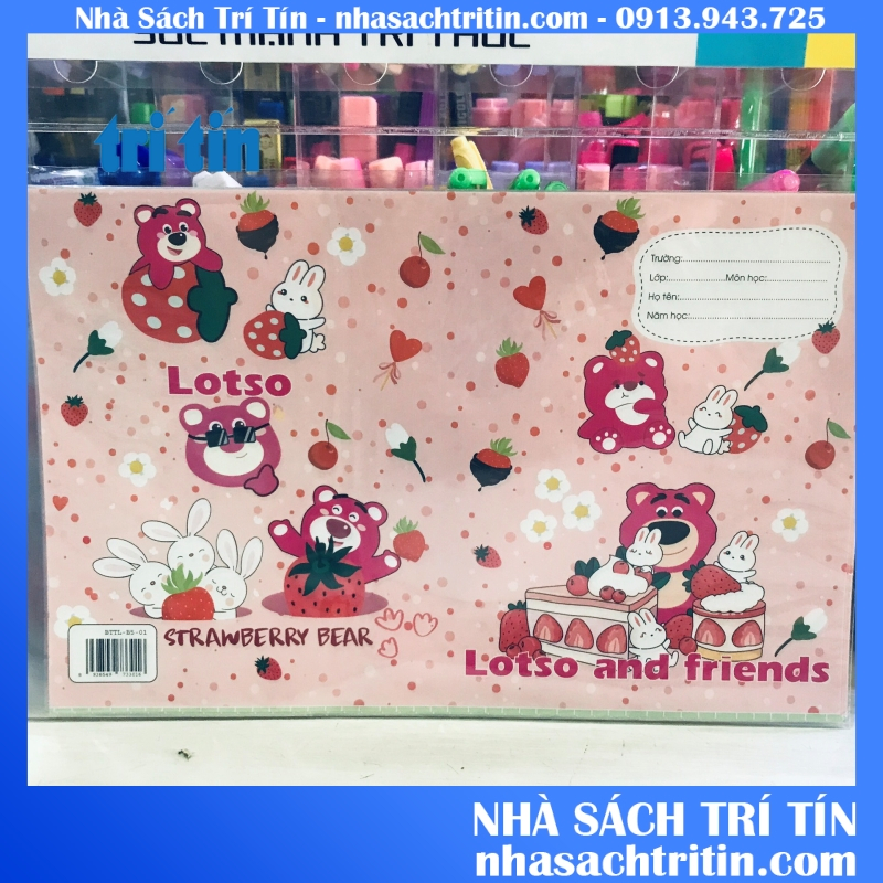 (set 10 cái) bìa BaoTẬP, vở kèm giấy kiếng hình Gấu Dâu 16cmx20cm ...