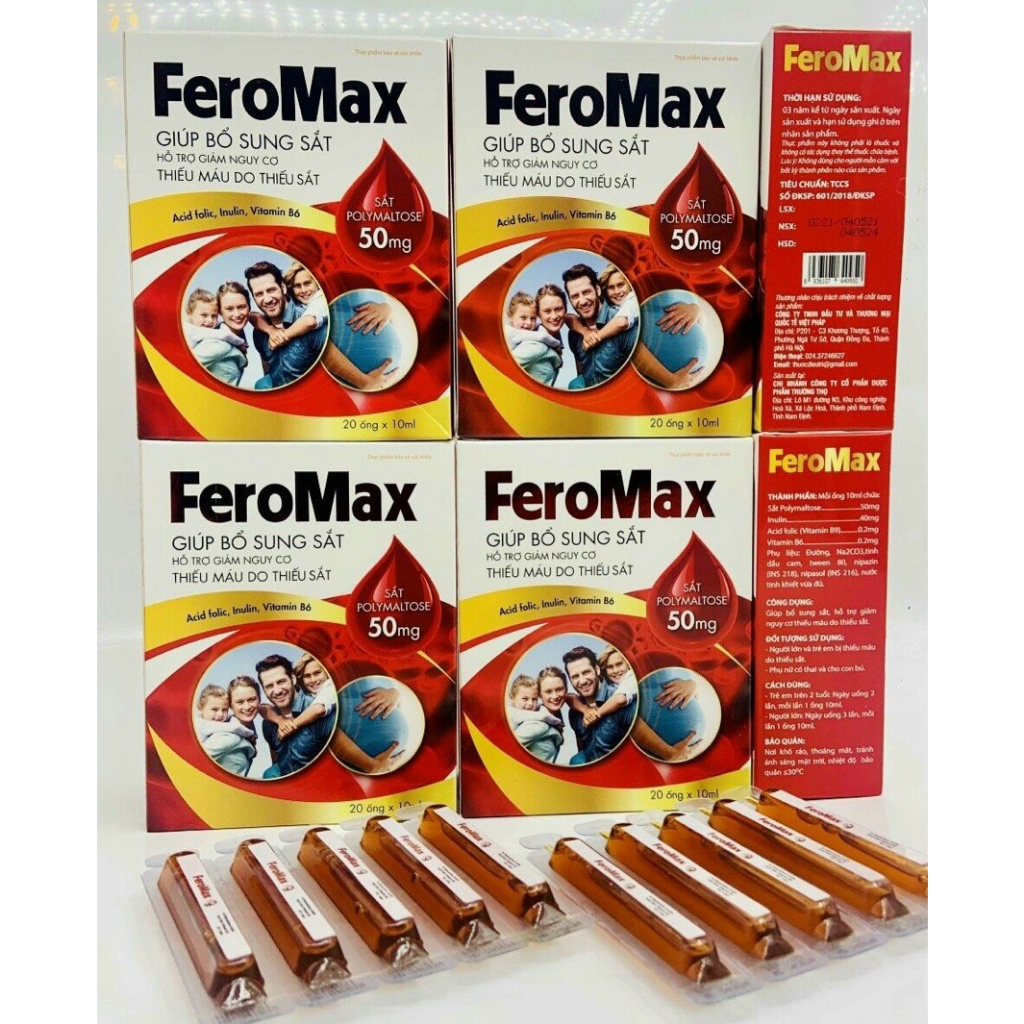 Fero Max bổ sung sắt và acid folic, giảm thiếu máu do thiếu sắt, hỗ trợ ...
