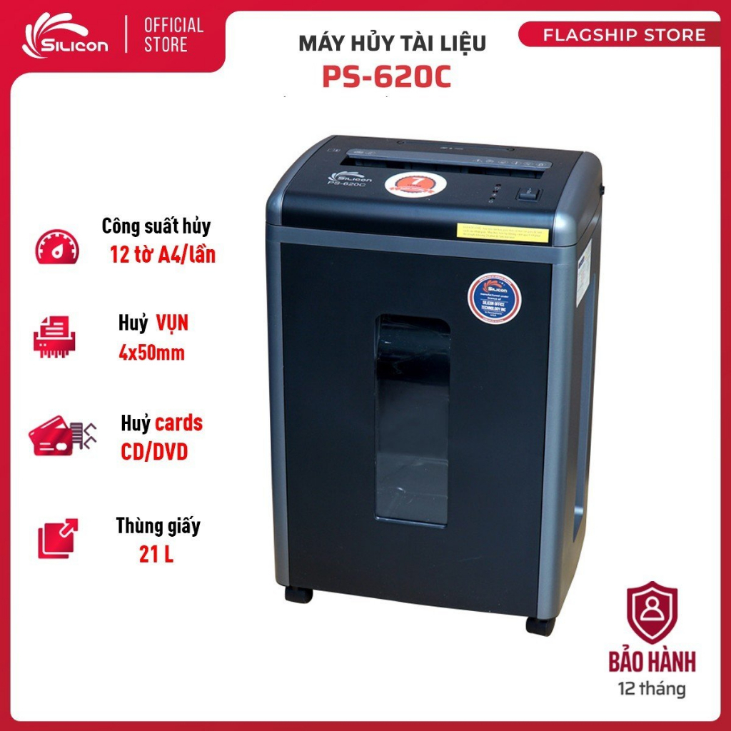Máy hủy tài liệu Silicon PS-650C - Bảo hành chính hãng 12 tháng ...