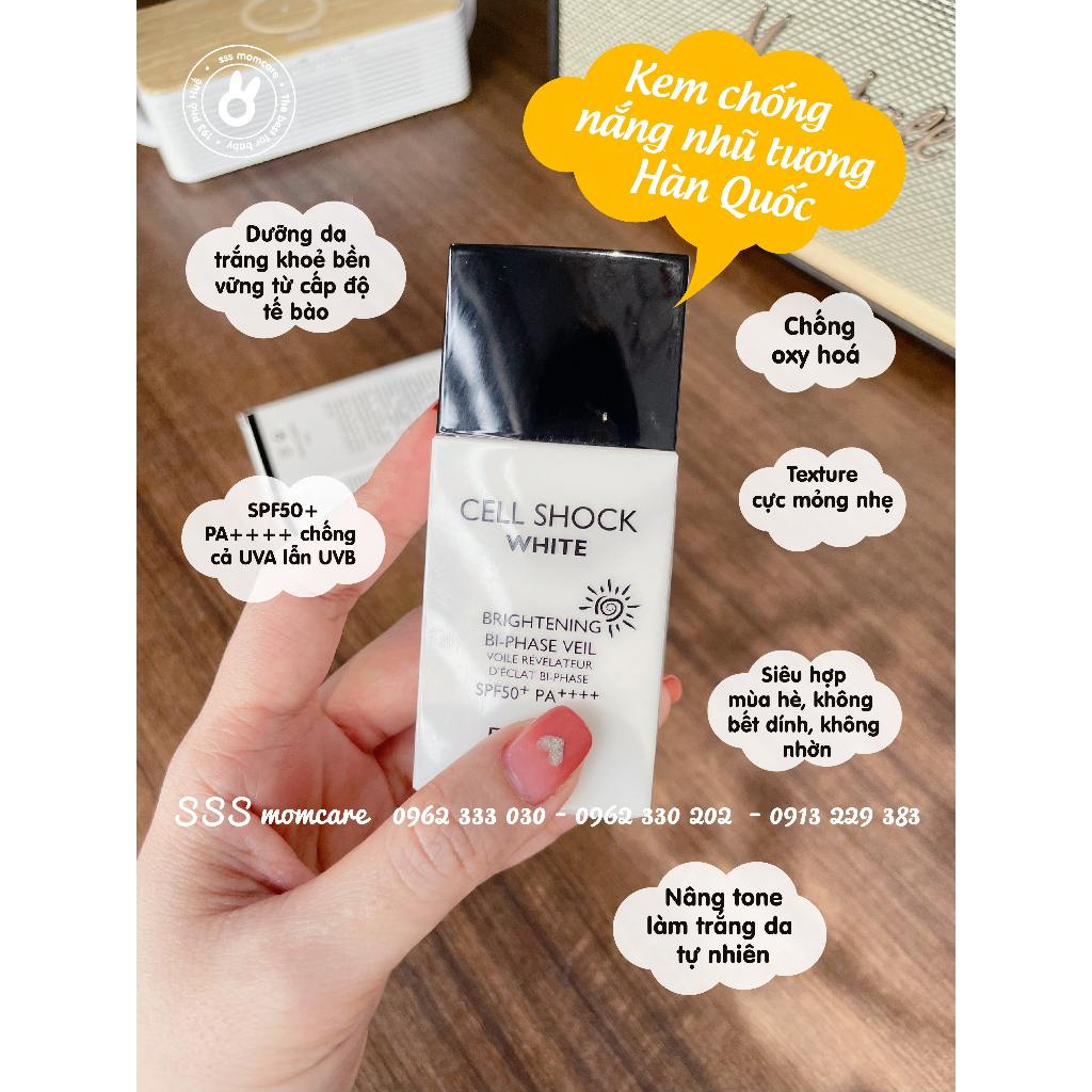 Kem Chống Nắng Dạng Nhũ Tương CELL SHOCK WHITE CREAM PASLÉ Chống Oxy Hóa [SPF50+, PA++++] - 50ml ...