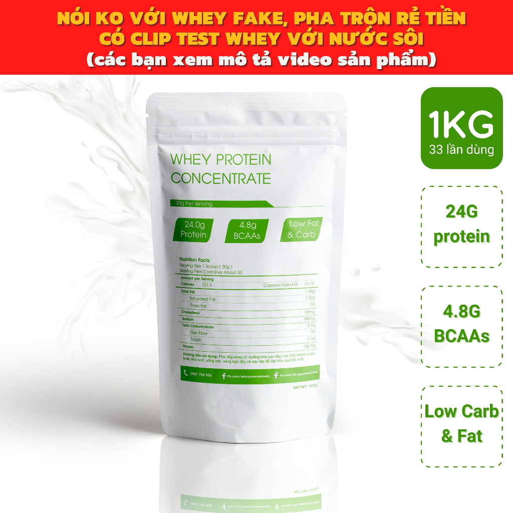 1 KG Whey Protein Concentrate 80% Protein - Sữa tăng cơ tăng cân whey ...