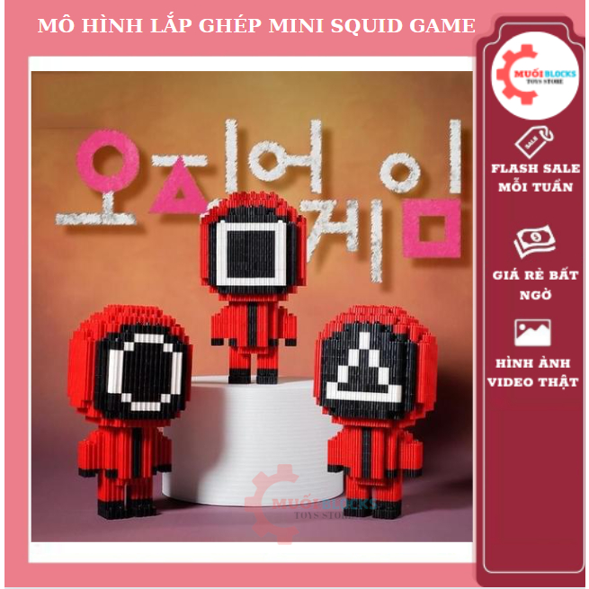 Mô Hình Lắp Ráp 3d Squid Game Đồ Chơi Lắp Ráp Mini Dạng Khối Hình Squid