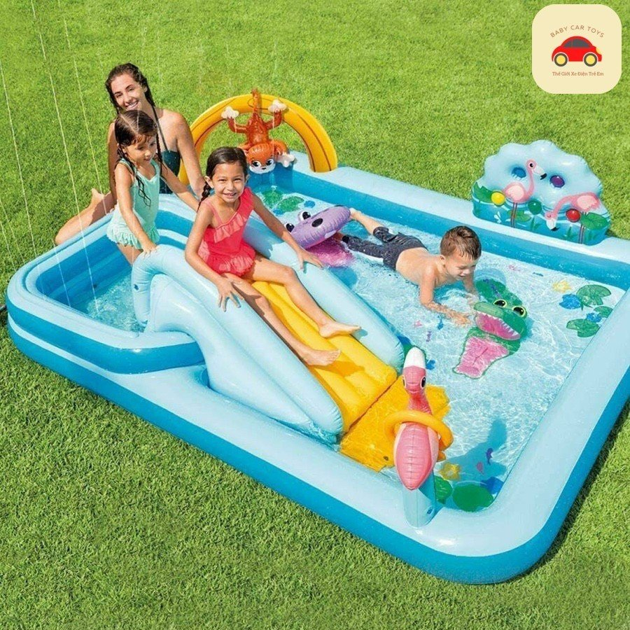 Bể bơi hình HẠC có cầu phao cầu trượt - có vòi phun mưa - Hàng CHÍNH ...