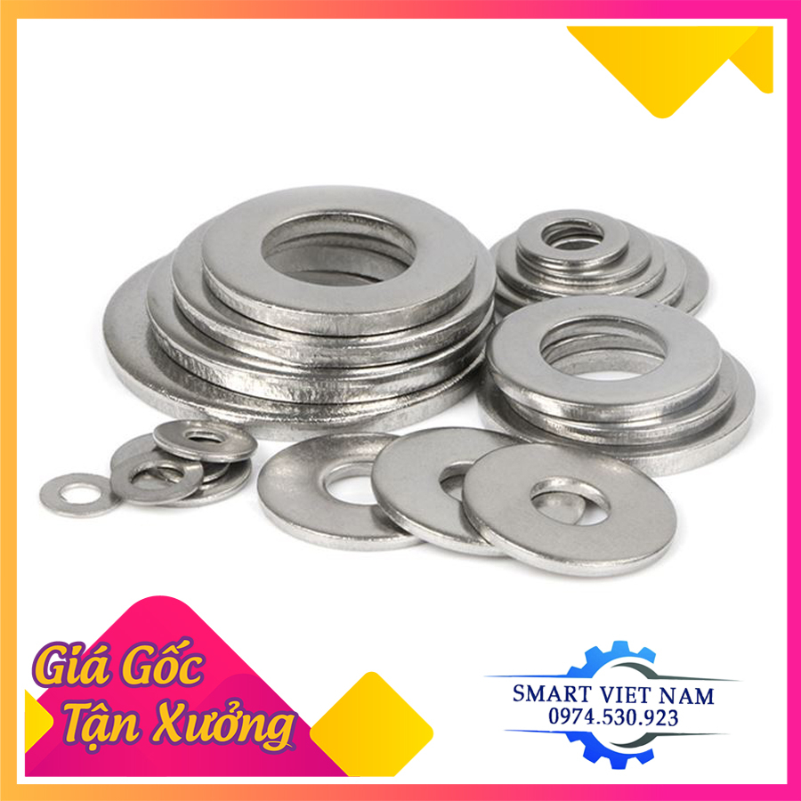 Long đen inox,vòng đệm inox phẳng M4,M5,M6,M8,M10,M12,SUS201 Combo 100 ...